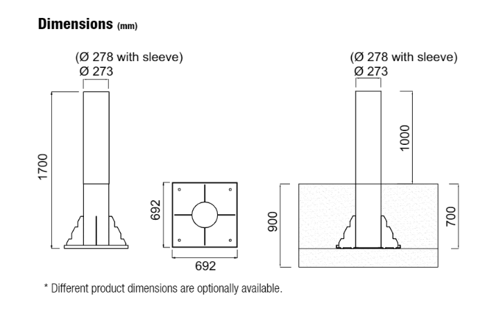 RBD K4 Fixed Bollards - Palang Parkir Indonesia